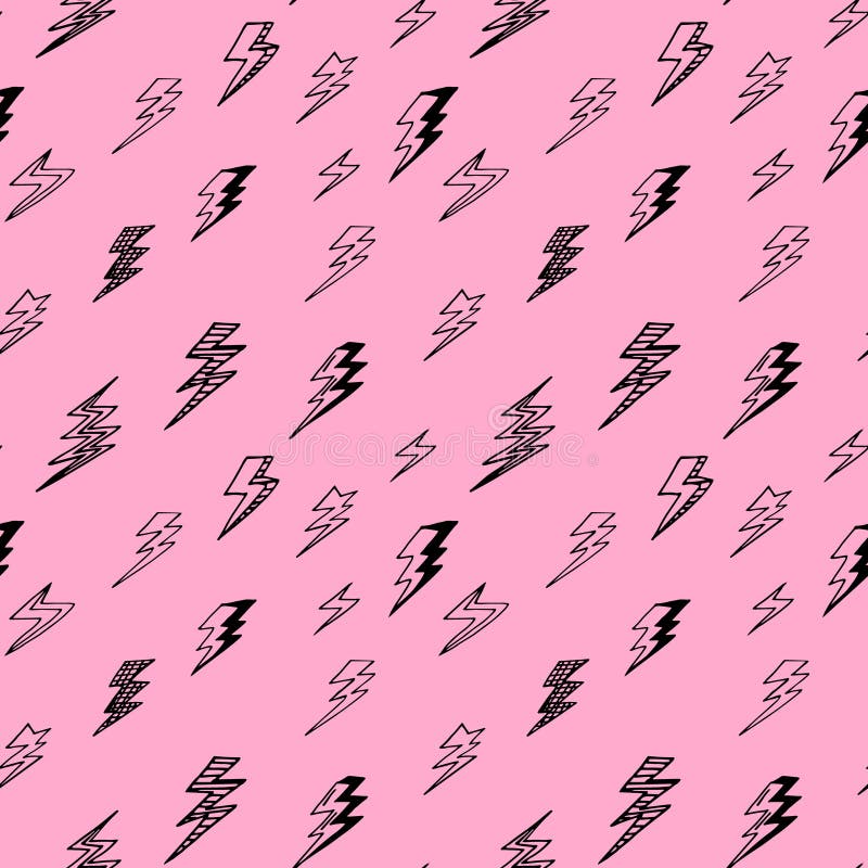 Lightning Seamless Pattern Hand Drawn Doodle, Vector. Wallpaper ...