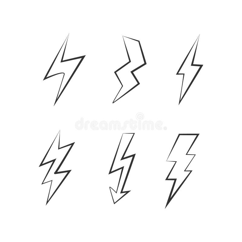 Hand Drawn Doodle of Lightning Bolts, Thunder Bolt. Stock Illustration ...
