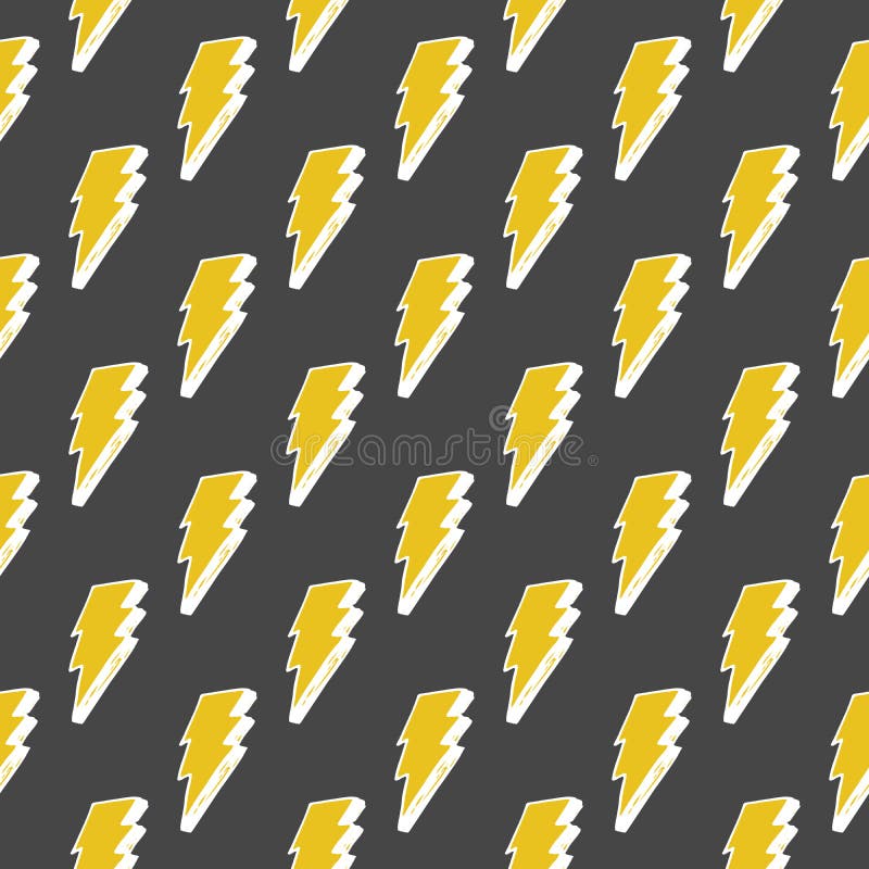 Lightning Seamless Pattern Vector Illustration. Hand Drawn Sketched ...