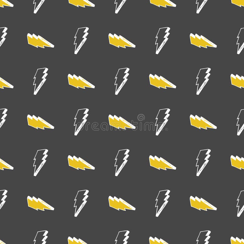 Lightning Seamless Pattern Vector Illustration. Hand Drawn Sketched ...