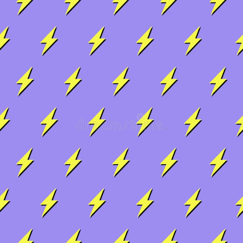 Lightning Seamless Pattern Vector Illustration. Hand Drawn Sketched ...