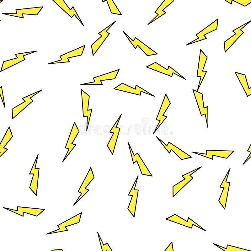 Lightning Seamless Pattern on White Background. Paper Print Design ...
