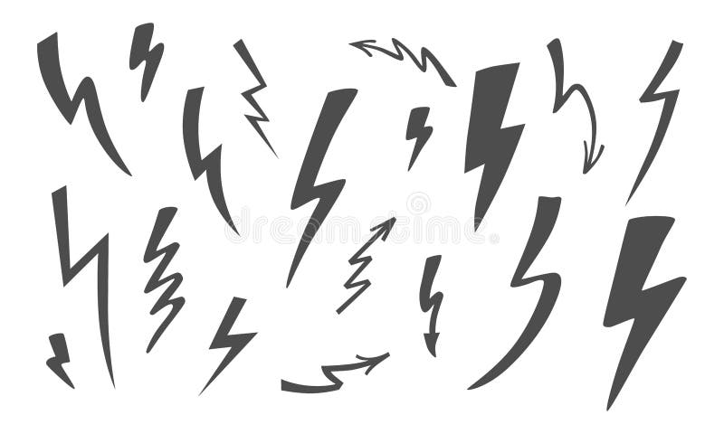 Lightning Set. Vector Stock Flat Illustration Isolated on White ...