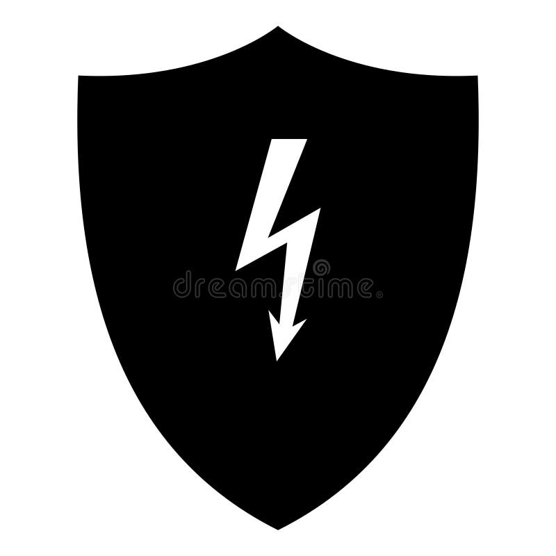 Lightning and shield stock vector. Illustration of black - 165368746