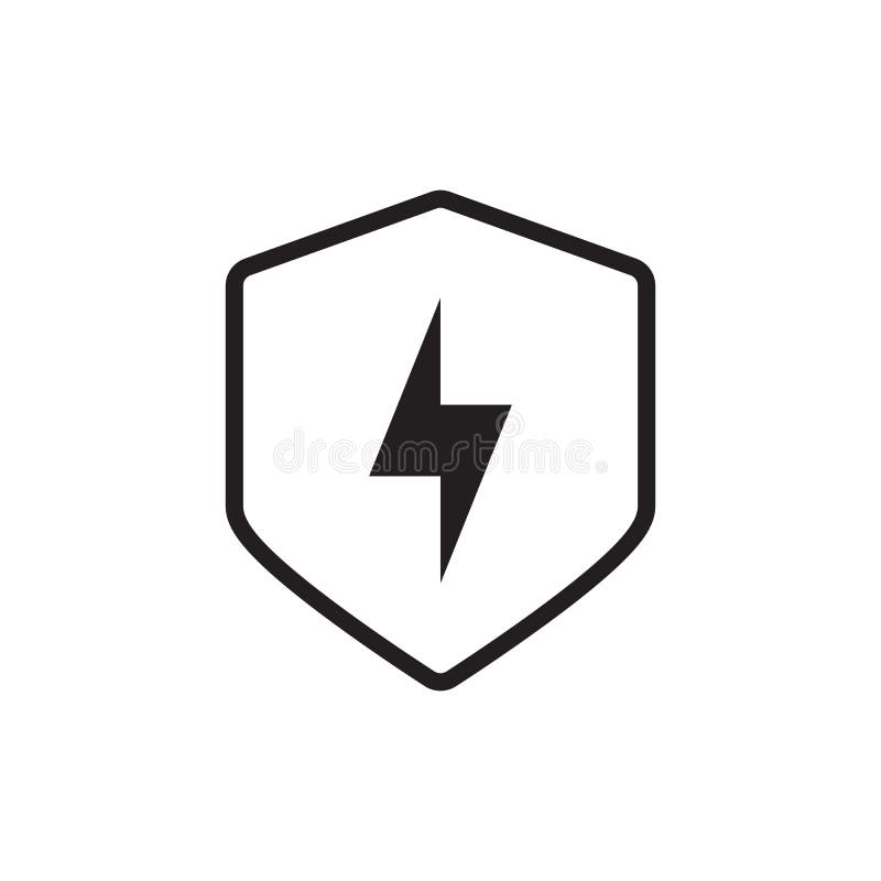 Lightning on shield icon stock vector. Illustration of computer - 187548410