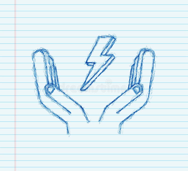 Lightning Sketch Bolt in Hands. Thunder Bolt, Lighting Strike Expertise ...