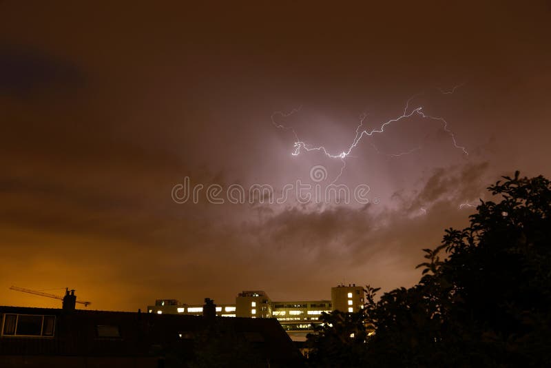 Lightning in the sky stock image. Image of electricity - 40873629