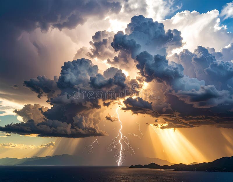 Lightning in the sky stock illustration. Illustration of cumulonimbus ...
