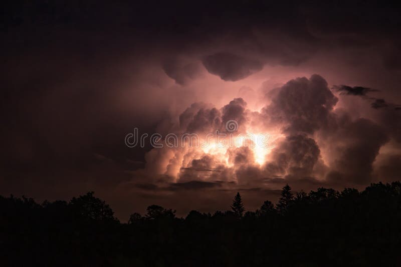 Lightning in the Sky during a Storm at Night Stock Image - Image of ...