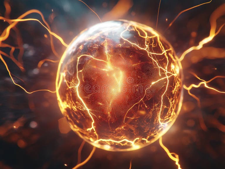 Lightning Sphere stock photo. Image of energy, generated - 376647010