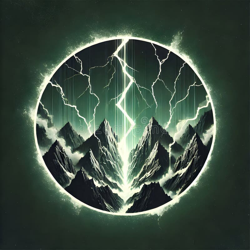 Lightning Splitting Mountains Inside a Magic Circle, Fantasy Landscape ...