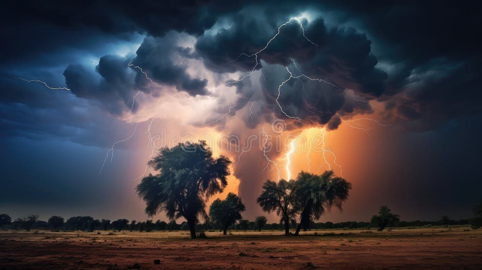 Lightning spring storms stock illustration. Illustration of gusty ...