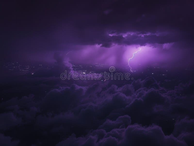 Lightning Storm Clouds Purple Stock Image - Image of storm, force ...