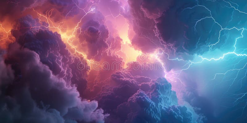 Lightning Storm in Cloudy Sky Stock Image - Image of science ...