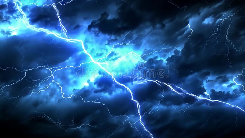 Lightning Storm with Dark Clouds, Night Sky Dramatic Effect. Natural ...