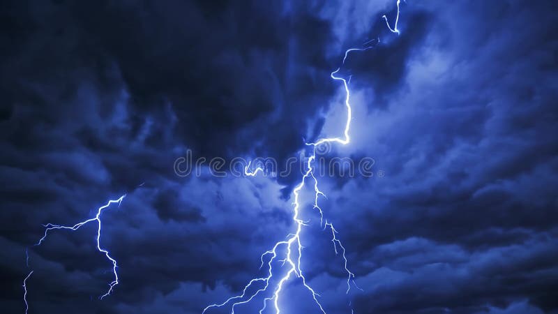 Lightning Storm in Dark Cloudy Night Sky, Dramatic Natural Phenomenon ...