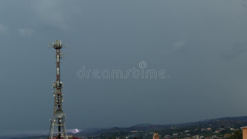 Lightning Storm Discharges on a Tower Antenna Stock Footage - Video of ...
