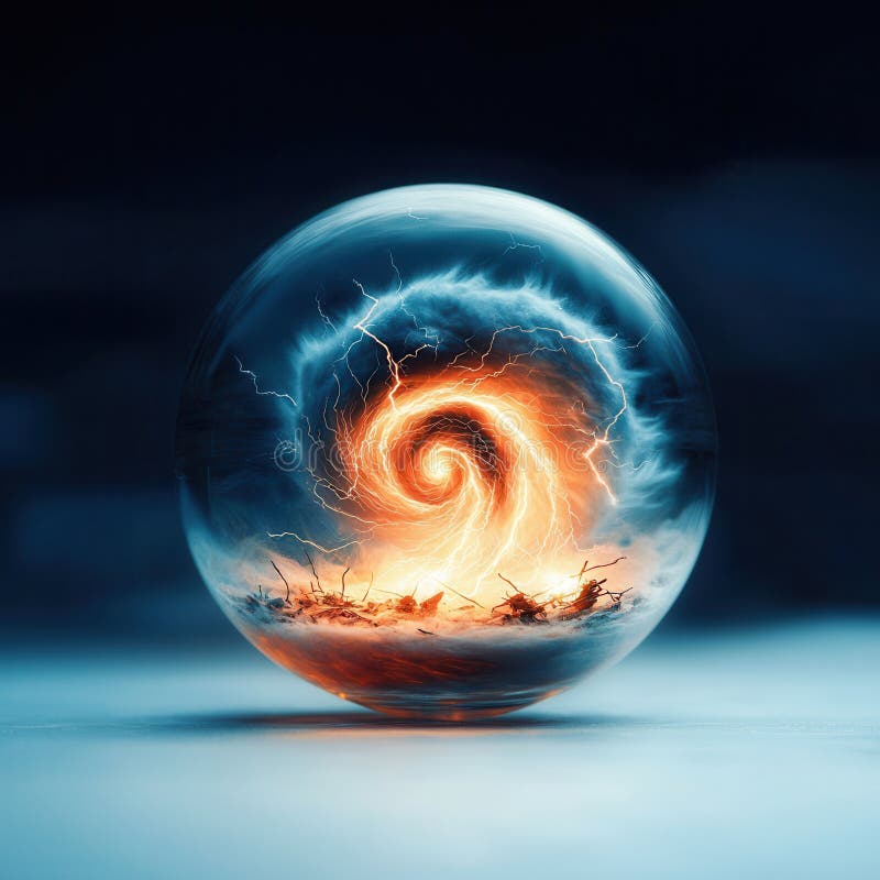 Lightning Storm in a Glass Orb Stock Illustration - Illustration of ...