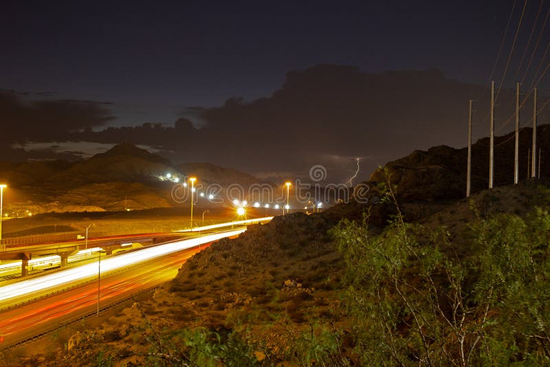 Lightning Storm Over Asphalt Road Stock Image - Image of road, colorful ...