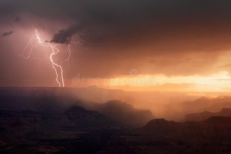 Lightning Storm Over the Grand Canyon Stock Image - Image of bolt ...
