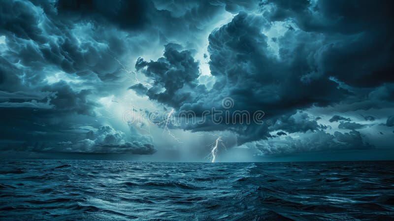 Lightning Storm Over the Ocean Stock Photo - Image of electric, storm ...