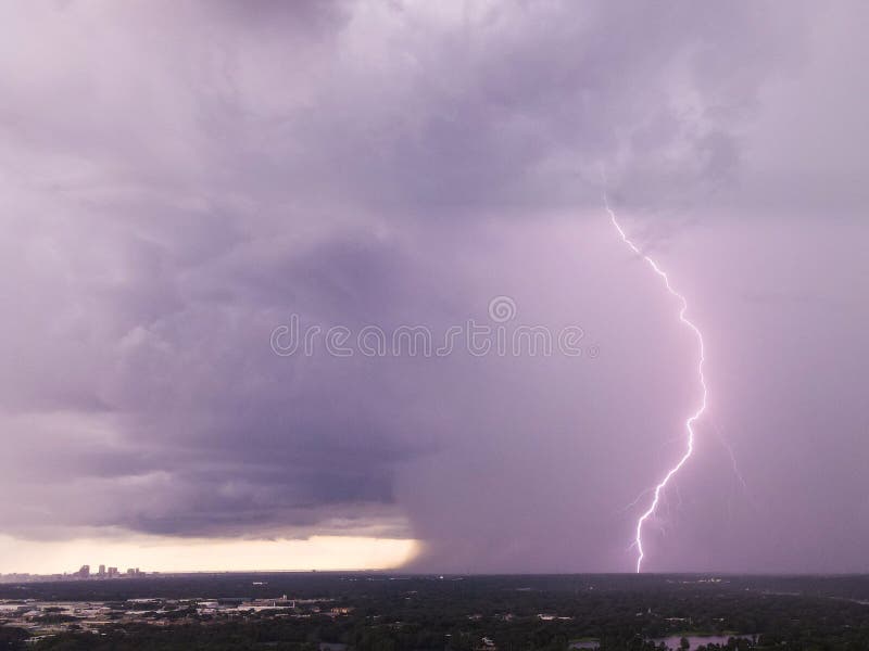 Sunset Lightning Storm Over Tampa Stock Photo - Image of sunset ...