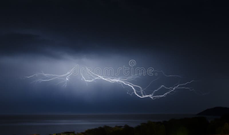 Lightning and Storm on the Sea Stock Image - Image of white, weather ...