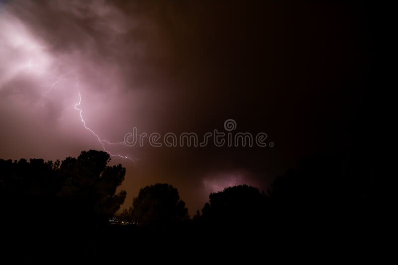 Lightning Storm, Summer Storm, Lightning and Thunder in Purple Colors ...