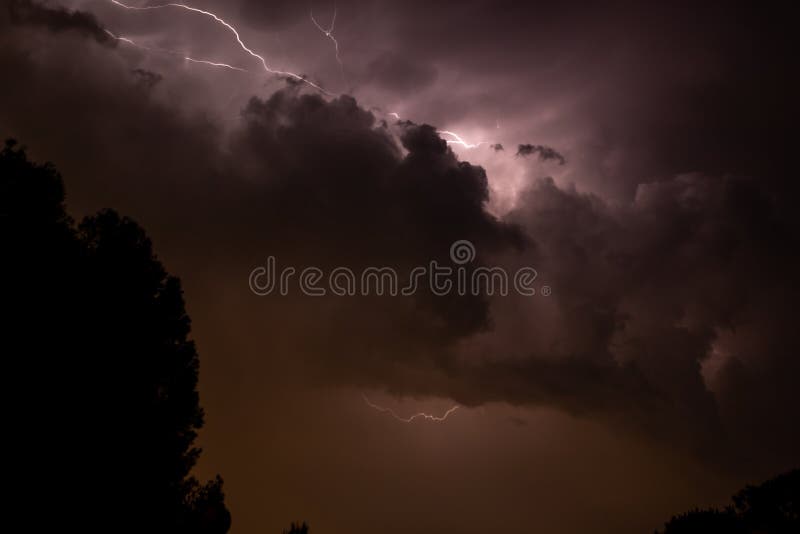 Lightning Storm, Summer Storm, Lightning and Thunder in Purple Colors ...