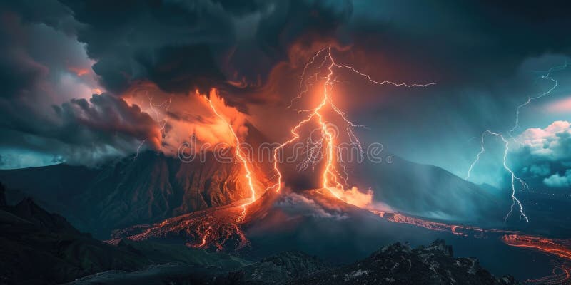 Volcano Lightning Storm