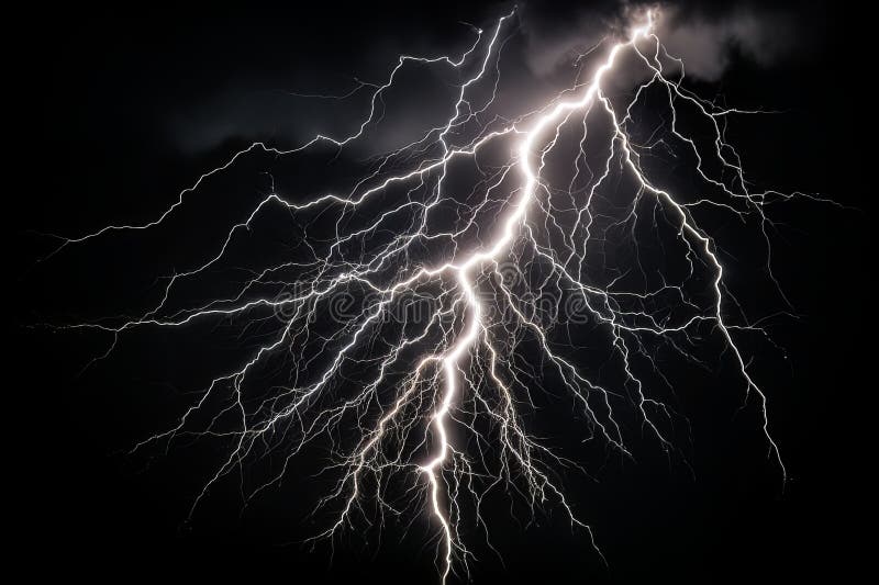 Lightning Strike on Black Background Stormy Sky Made with Generative AI ...