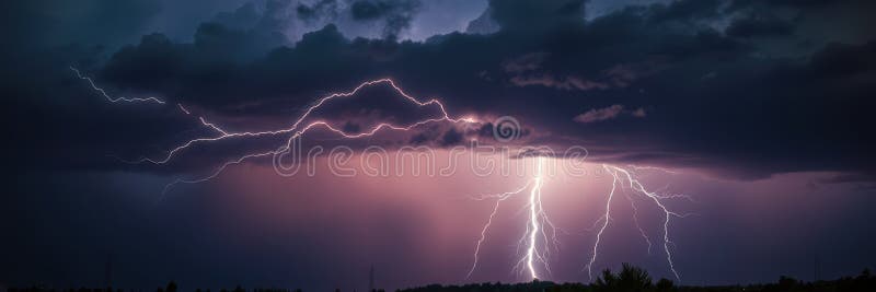 Lightning Streaks Across the Dark Sky during a Powerful Thunderstorm ...