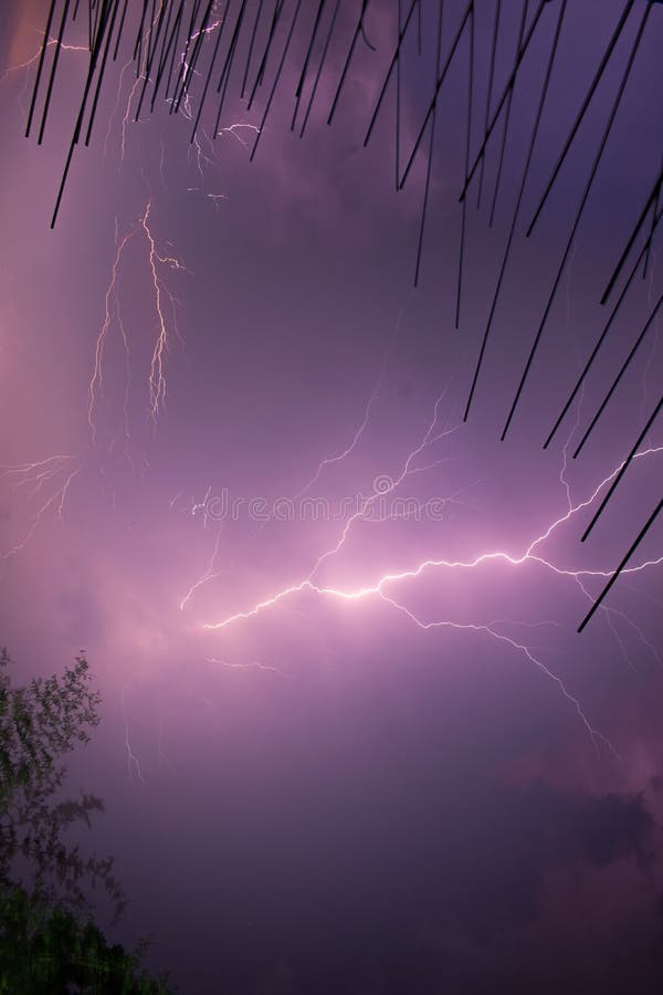 Lightning Streaks during Night Stock Image - Image of fier, storm ...