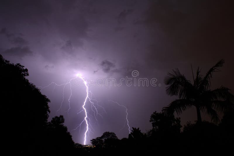 Lightning Strike Over Field. Stock Photo - Image of nature, cumulus ...