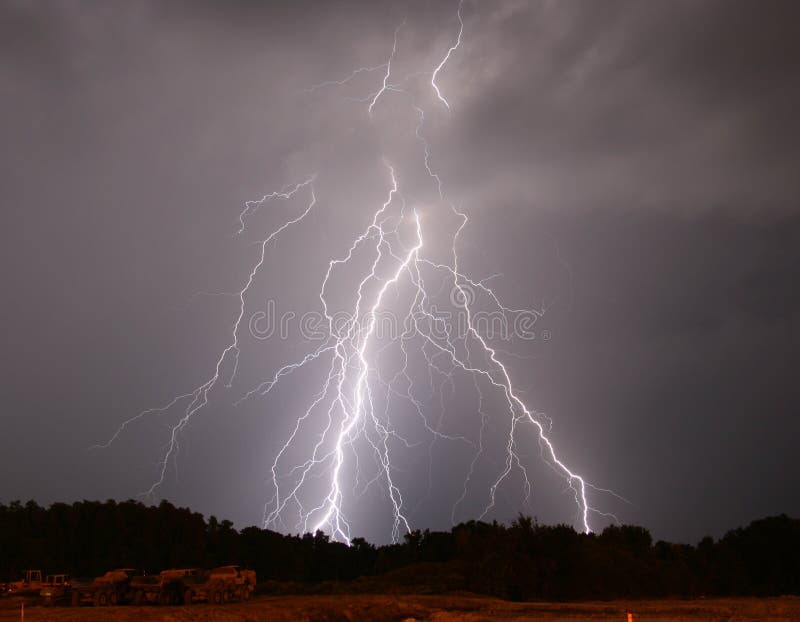 Lightning Strike Over Field. Stock Photo - Image of nature, cumulus ...