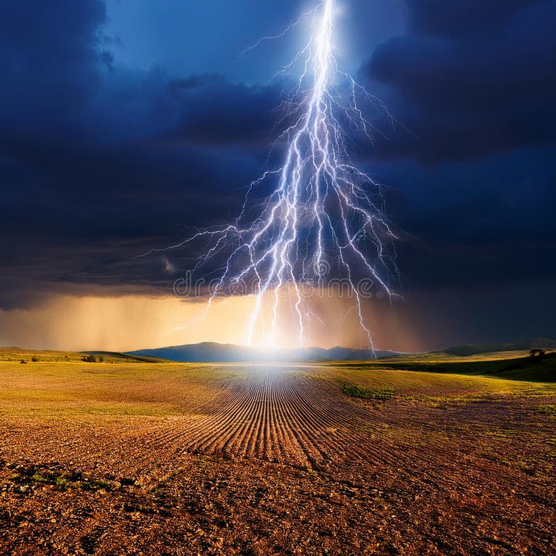 Lightning Strike, AI Generated Stock Illustration - Illustration of ...