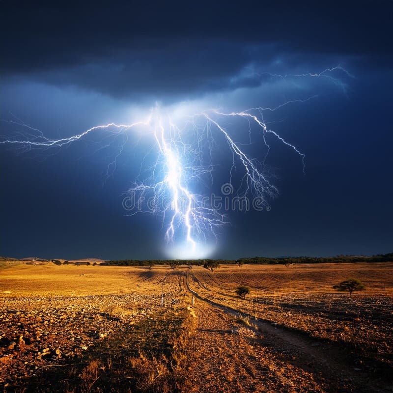 Lightning Strike, AI Generated Stock Illustration - Illustration of ...