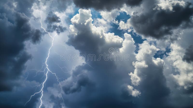 Lightning Strike Captured in Dramatic Thunderstorm Scene Stock ...