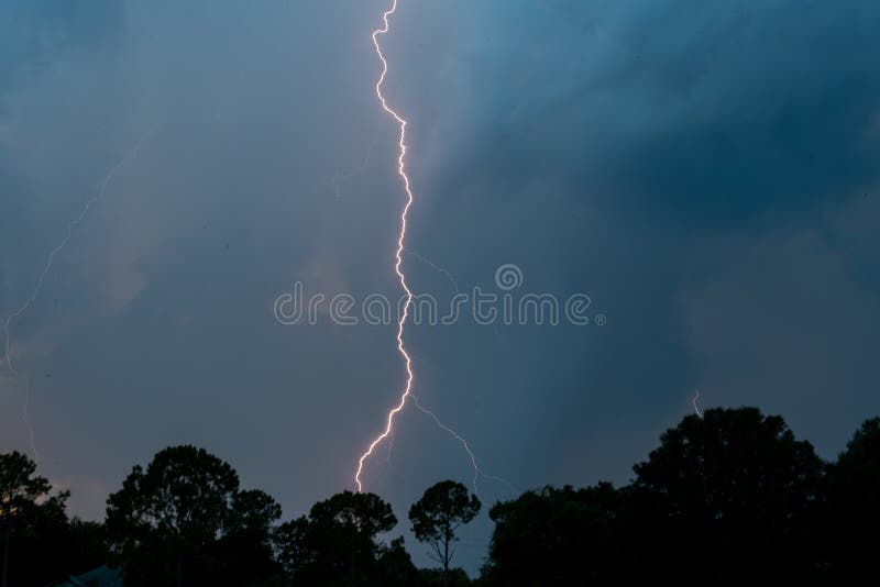 Lightning Strike in Central Florida Stock Image - Image of strike ...