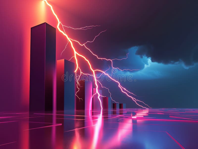 Lightning Strike on the City. 3d Rendering, 3d Illustration Stock ...