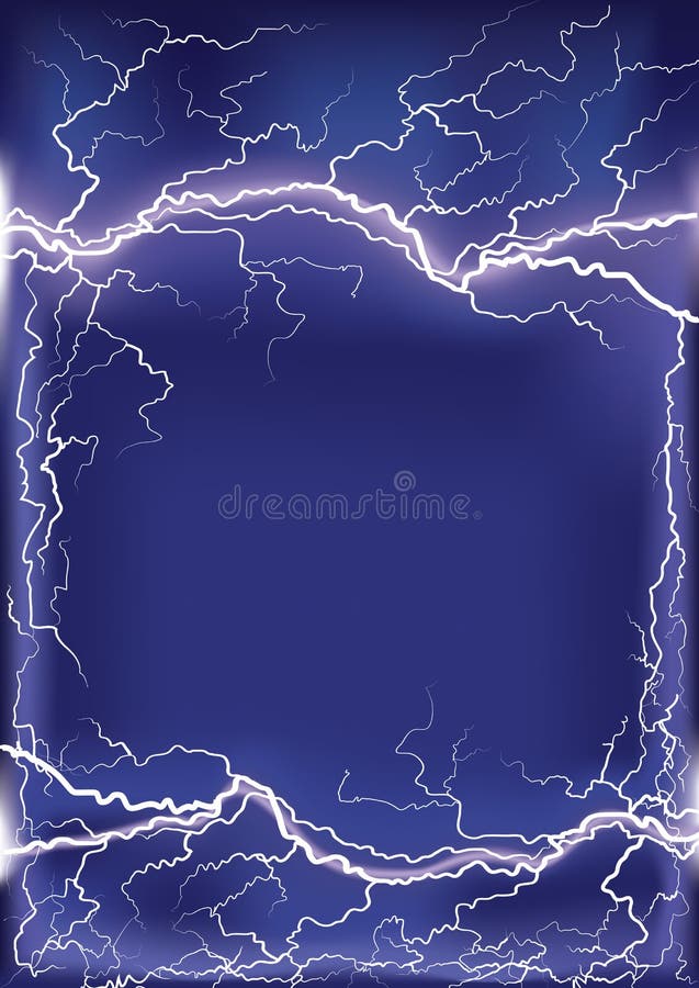 Lightning Strike on Dark Blue Stock Vector - Illustration of shock ...