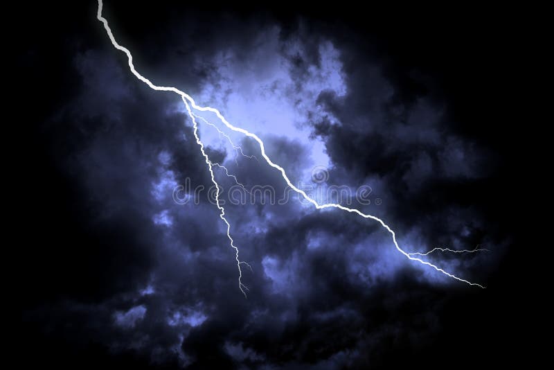 Lightning Strike on the Dark Cloudy Sky. Stock Photo - Image of nature ...