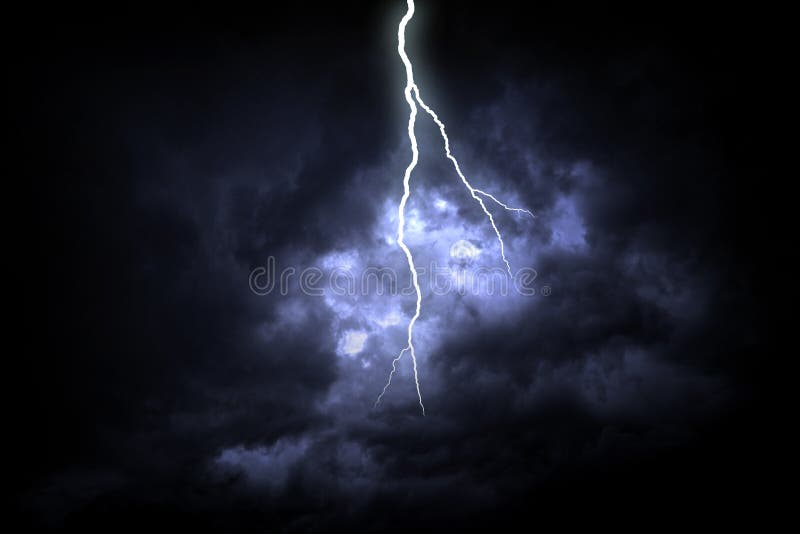 Lightning Strike on the Dark Cloudy Sky. Stock Image - Image of ...