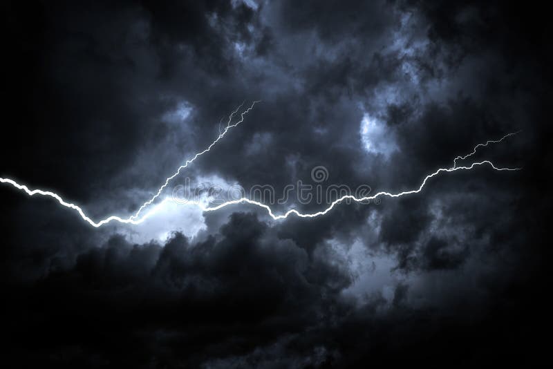 Lightning Strike on the Dark Sky. Stock Photo - Image of nature, bright ...