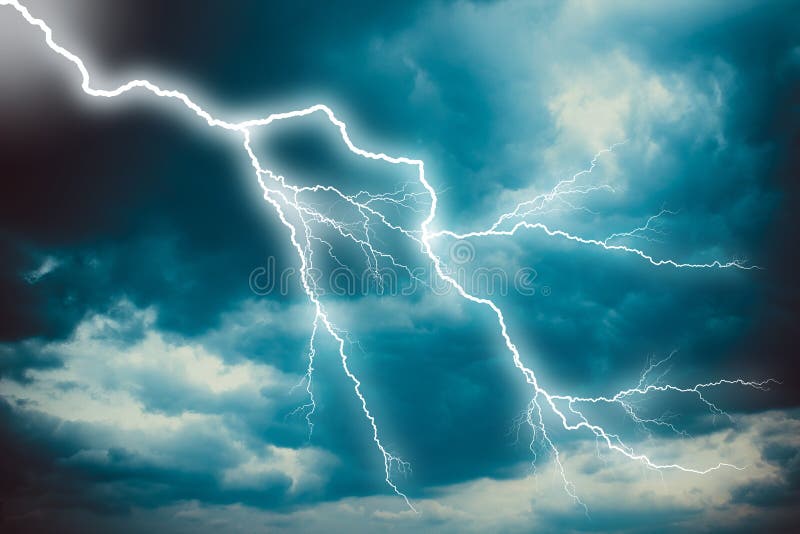 Lightning Strike on the Dark Sky Stock Image - Image of extreme ...