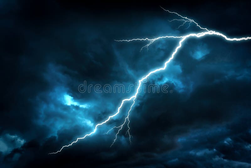 Lightning Strike on a Dark Sky. Stock Image - Image of night, energy ...