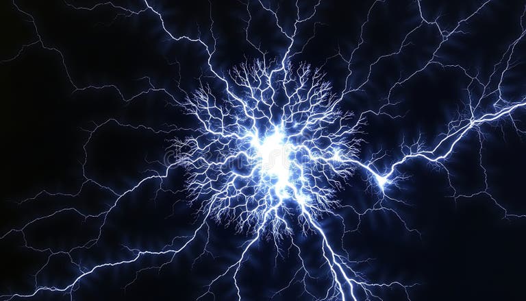 Lightning Strike Effect, Electric Discharge Power Abstract Generative ...
