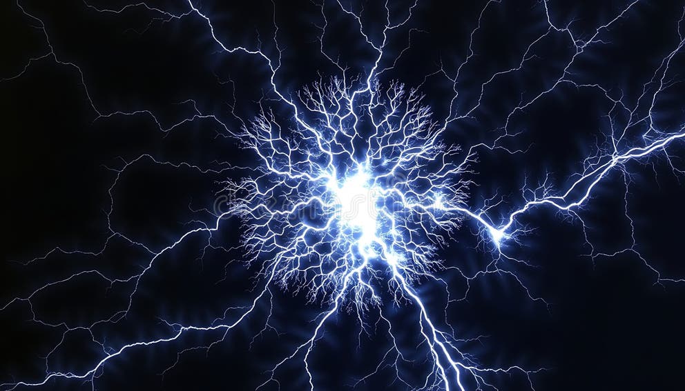 Lightning Strike Effect, Electric Discharge Power Abstract Generative ...