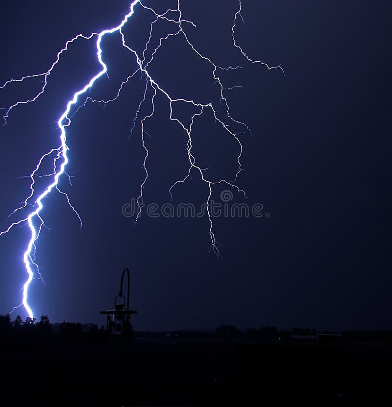 Lightning Strike at Night stock image. Image of cloud - 16463071