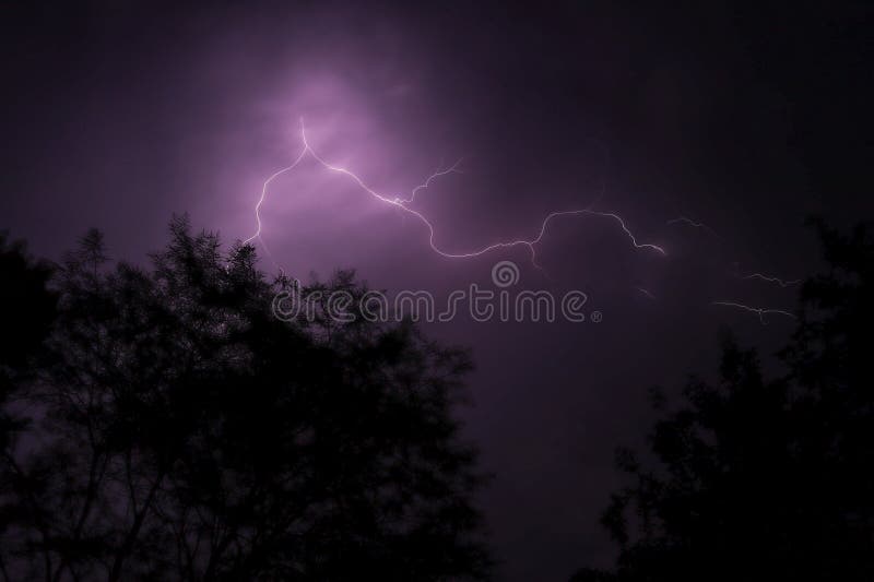 Lightning Strike in the Night Stock Image - Image of ightning, strike ...